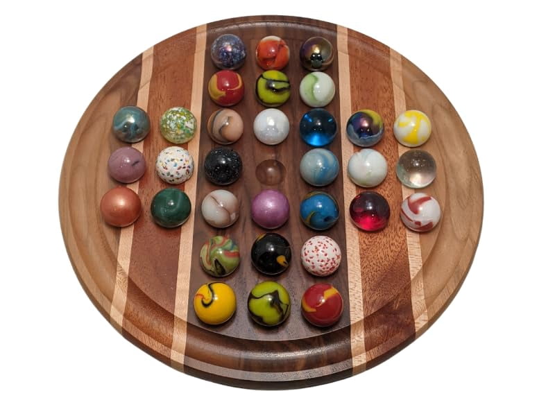 Juego de mesa Marble Solitaire Marble BoardGames hecho a mano de 16 ...