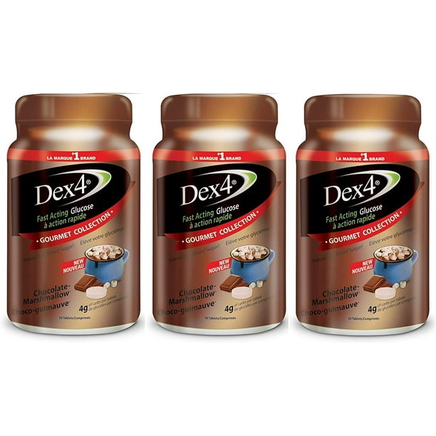 Dex4 Glucose Tablets, 50 Count Bottle, 3 pack (Chocolate Marshmallow ...