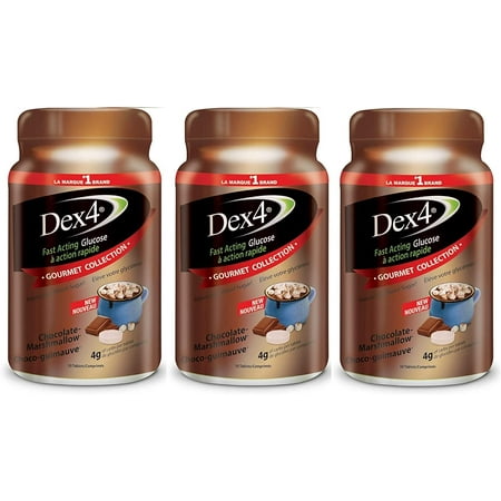 Dex4 Glucose Tablets, 50 Count Bottle, 3 pack (Chocolate Marshmallow ...