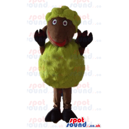 Brown sheep with yellow wool and a red mouth - Mascots-Mascots sheep ...