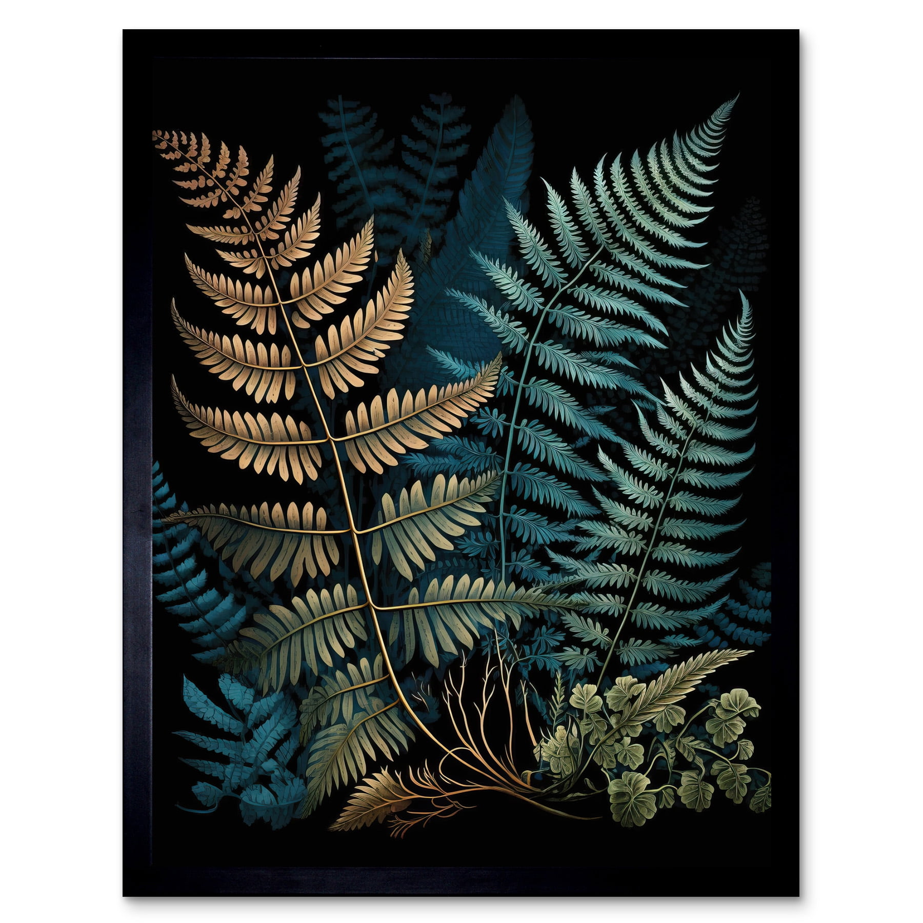 Detailed Botanical Illustration Fern Frond Species Art Print Framed ...