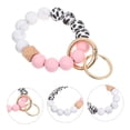 BESTYASH Silicone Beaded Wristlet Keychain with Natural Wood Beads ...