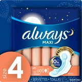 Always Maxi Size 4 Overnight Menstrual Pads for Heavy Flow, with Wings ...