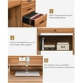 Catrimown Wood Computer Desk with Drawers, Storage Shelves, Monitor ...