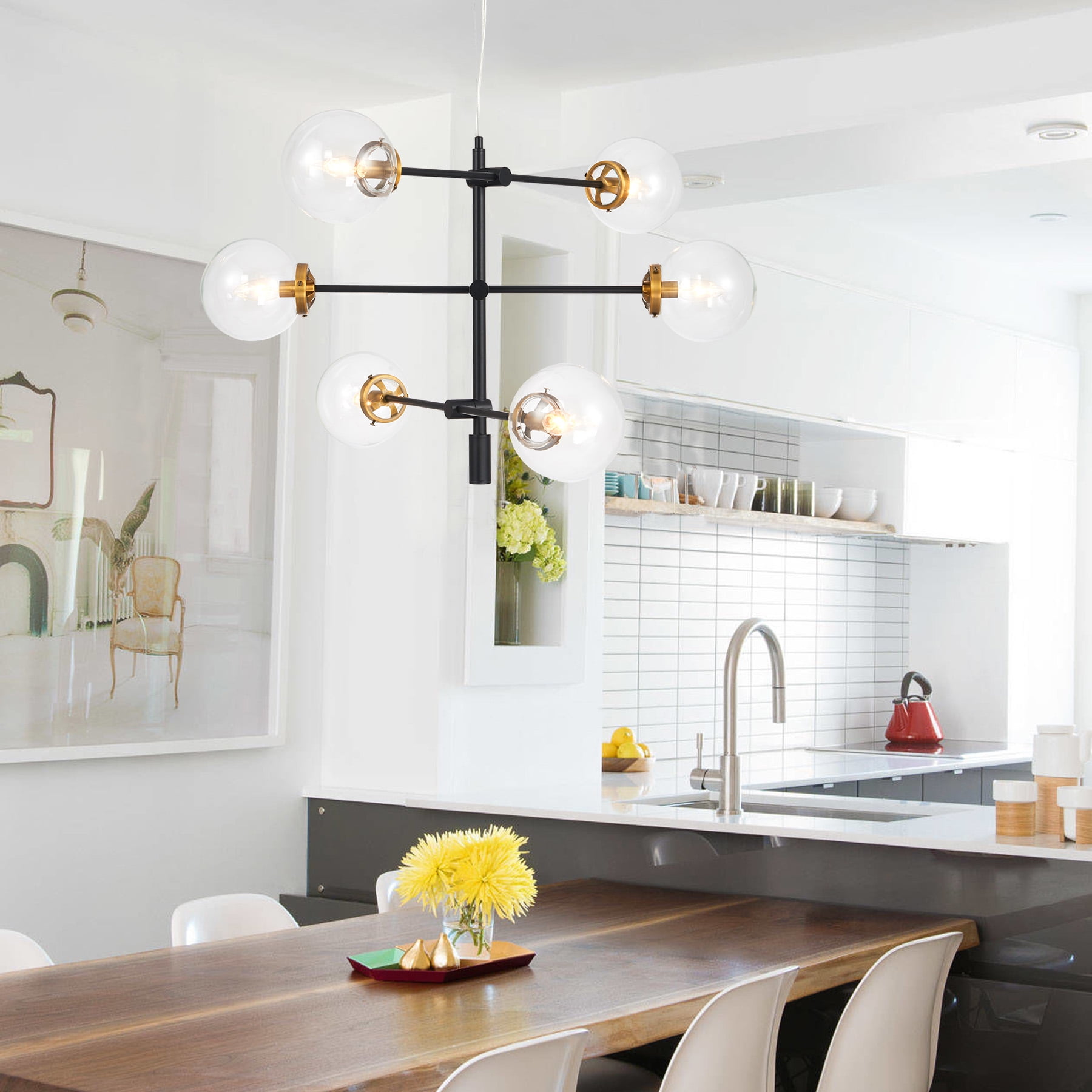 Preenex 6-Light Chandelier Light With Clear Glass Shade, Metal and ...