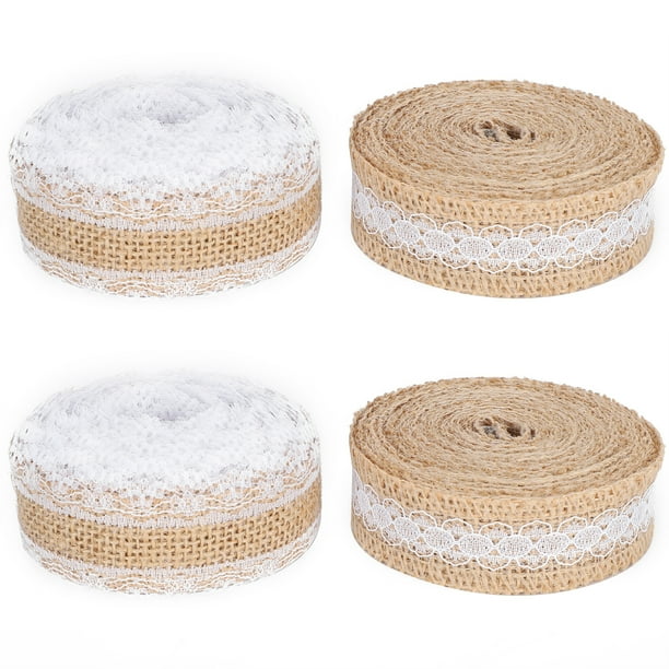 Burlap Ribbon Rolls4pcs 5M/roll Natural Jute Natural Jute Burlap Ribbon ...