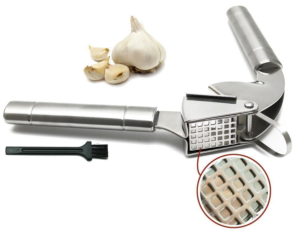 EcoJeannie® Professional Garlic Press with Round Holes with Free Brush ...