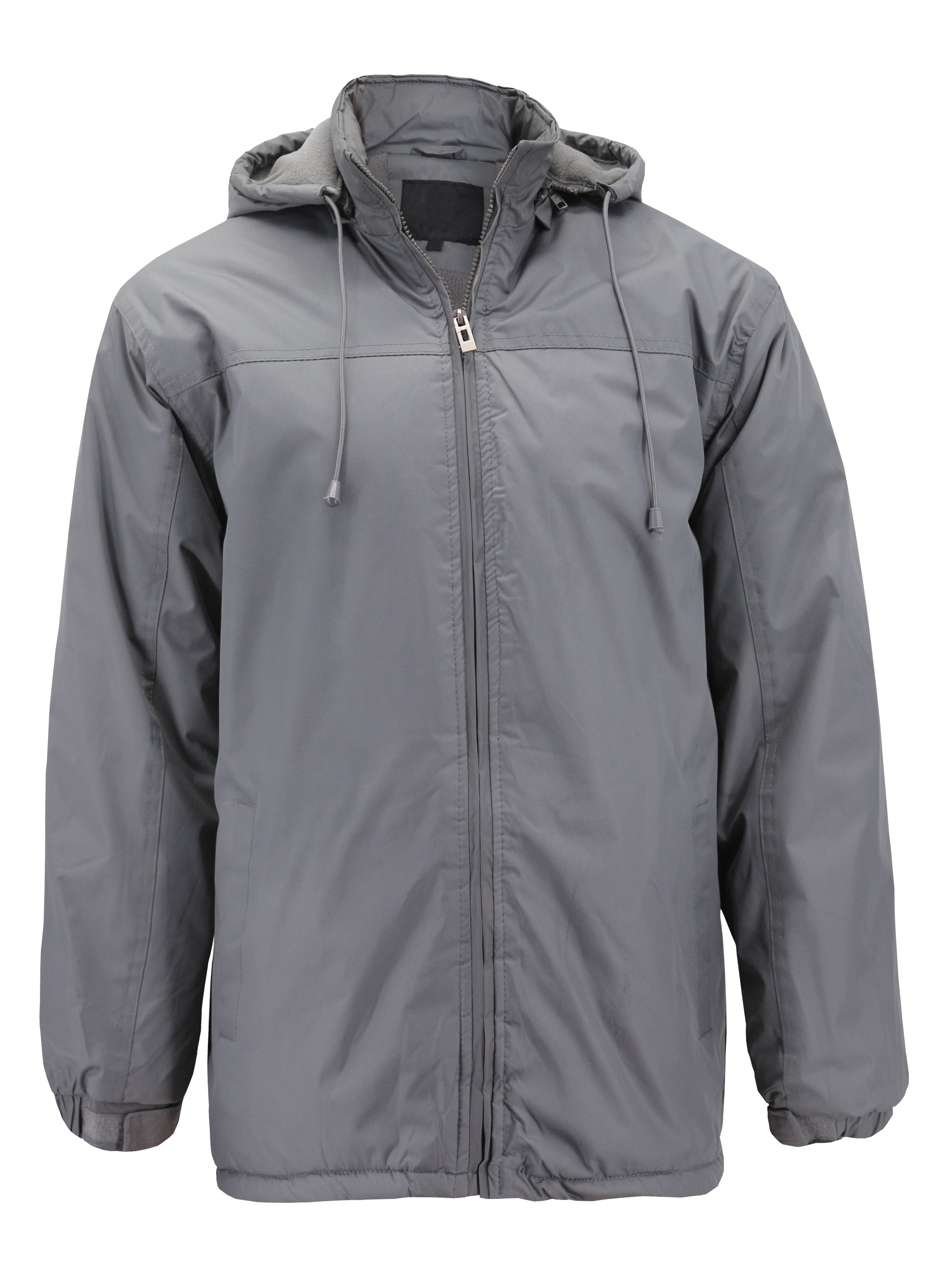 Men's Water Resistant Polar Fleece Lined Hooded Windbreaker Rain Jacket ...