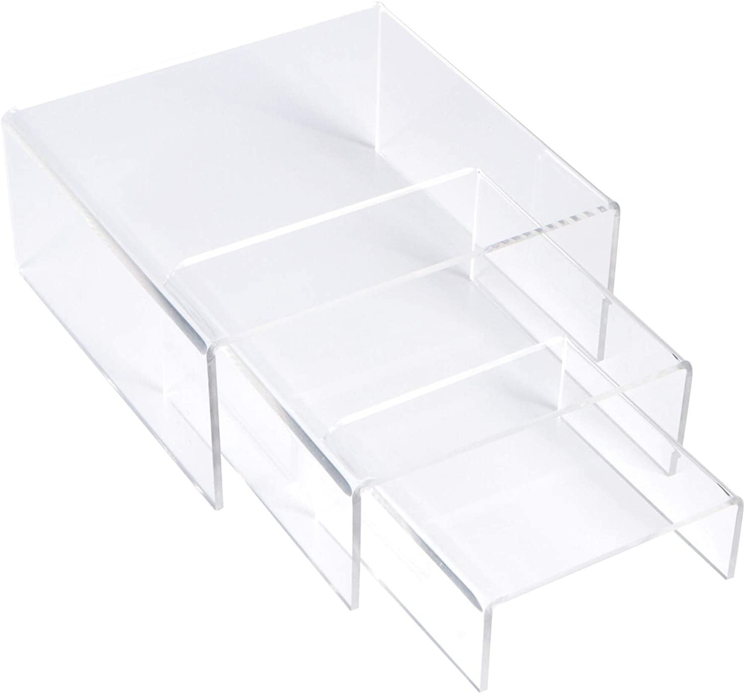 SimbaLux Acrylic Display Risers Clear Stand Medium Low Profile Tiered ...