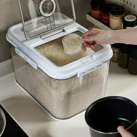 LSLJS Airtight Rice Dispenser,Cover Rice Bucket for Cereal Grain Flour ...