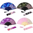 CHENjy Folding Fan, Handheld Fan Foldable Bamboo Silk, Hollowed Chinese ...