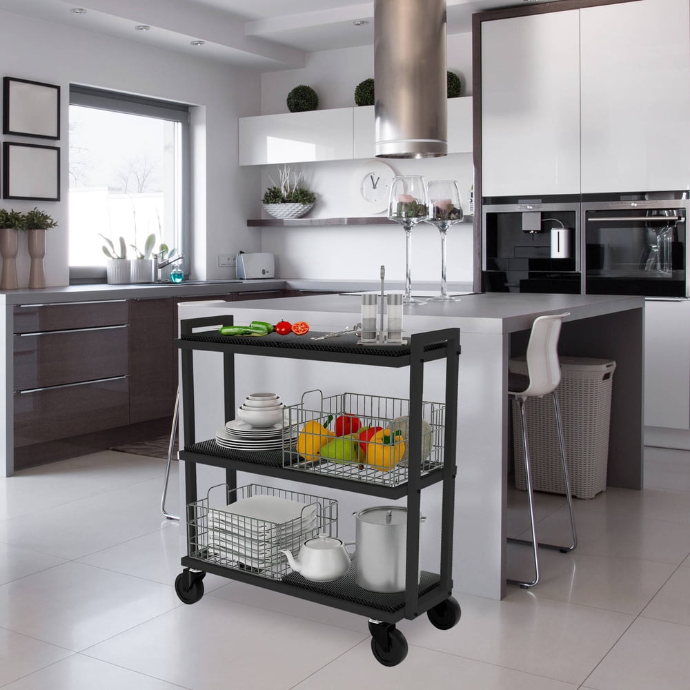 Mainstays Configurable 3 Tier Rolling Kitchen Storage Cart Black mainstays-configurable-3-tier-rolling-kitchen-storage-cart-black