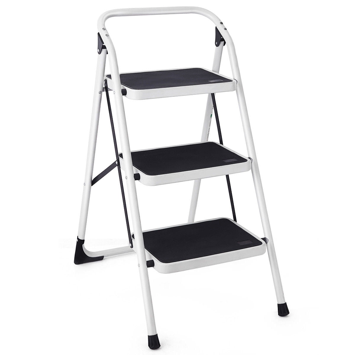 Goplus 3 Step Lightweight Ladder HD Platform Foldable Stool 330 lb Cap ...
