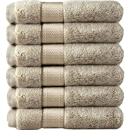 Canadian Linen Premium Beige Hand Towel Set 6 Piece 16"x27" Extra Soft ...