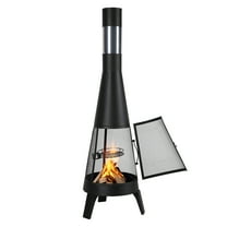 "Esschert Design Outdoor Wood Burning Chiminea, 26"" Black Finish Cast ...
