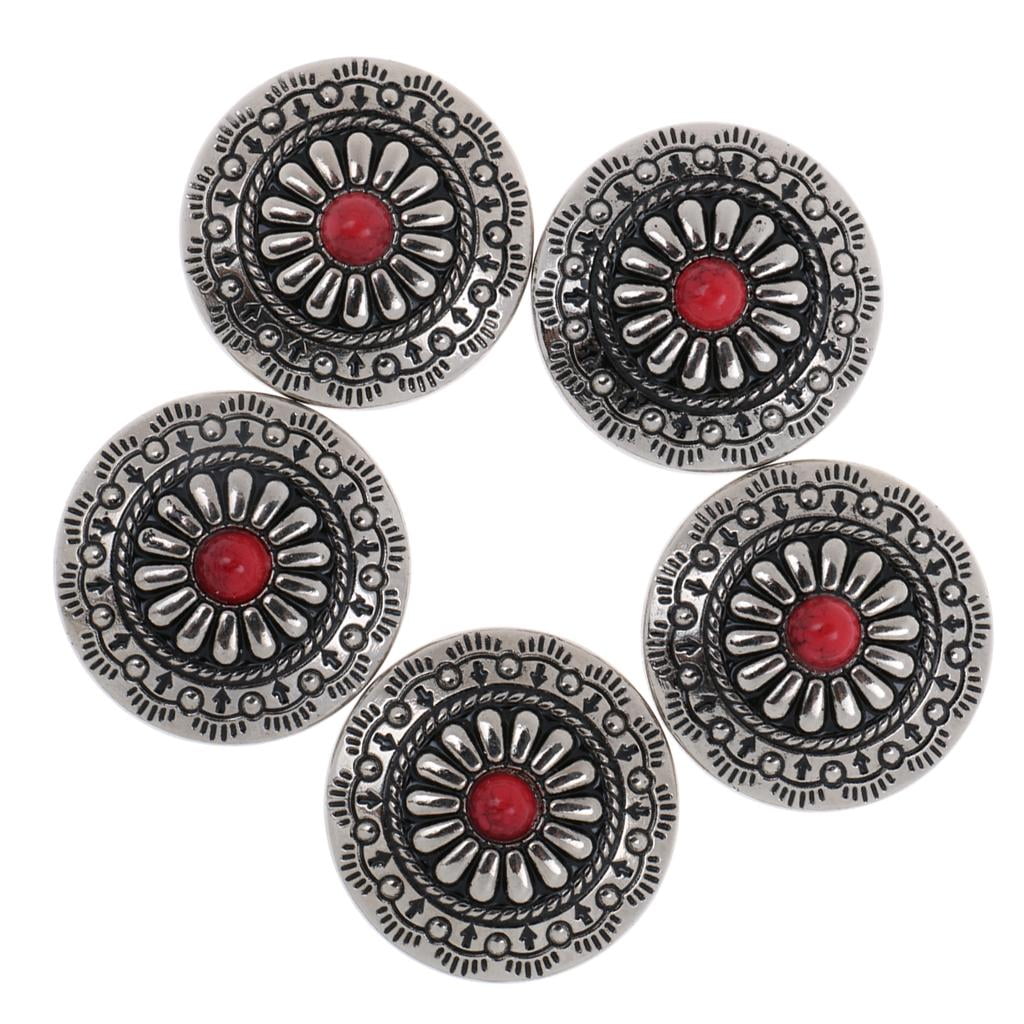 5x Vintage Metal Round Flower Snap Studs Buttons NO-SEW Bag Buttons ...