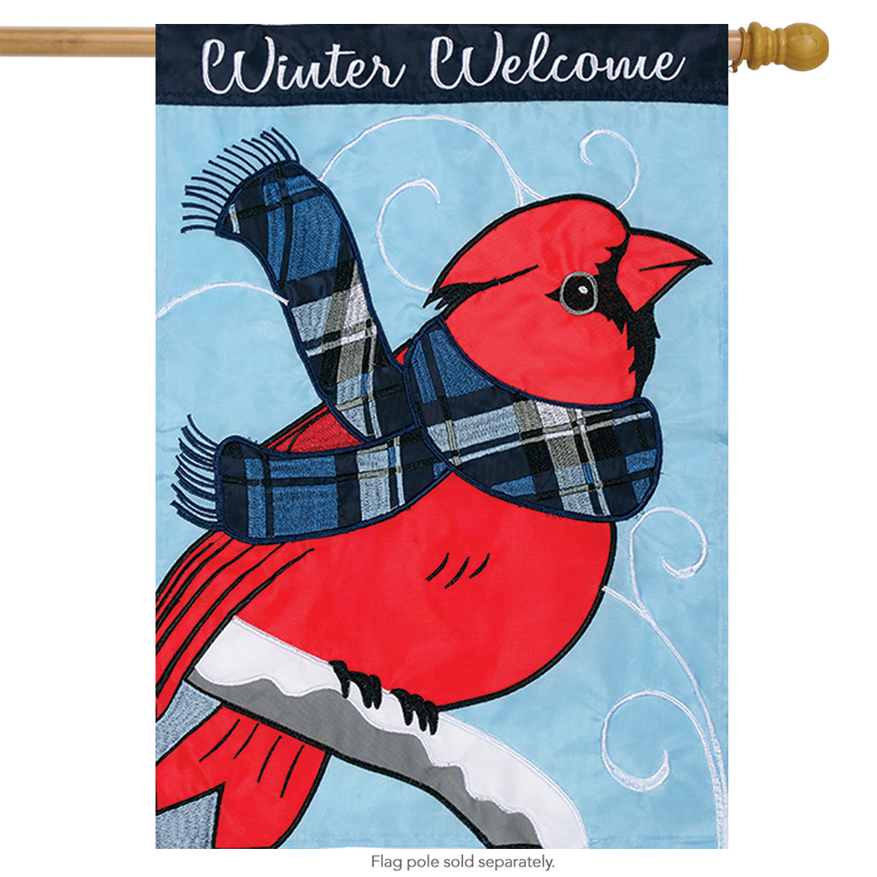 Cozy Cardinal Winter Applique House Flag Embroidered Double Sided 29" x ...