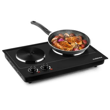 Electric Double Burner Hot Plate, 1800W Cast Iron Countertop Cooktop, Portable for Cooking ...