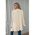 Mengpipi Women's Basic Casual Lightweight Long Sleeve Drape Open Front Cardigan, Beige-L(12-14 ...