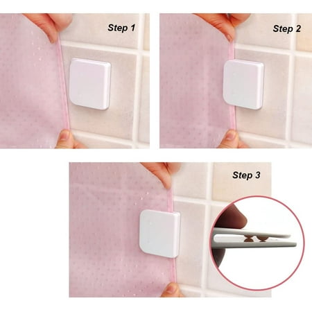 VONTER Shower Splash Clips Windproof Splash Curtain Clips Adhesive ...