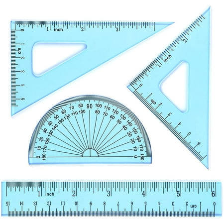 HTWW 6 Inch Math Geometry Tool Plastic Ruler Set Includes Straight ...