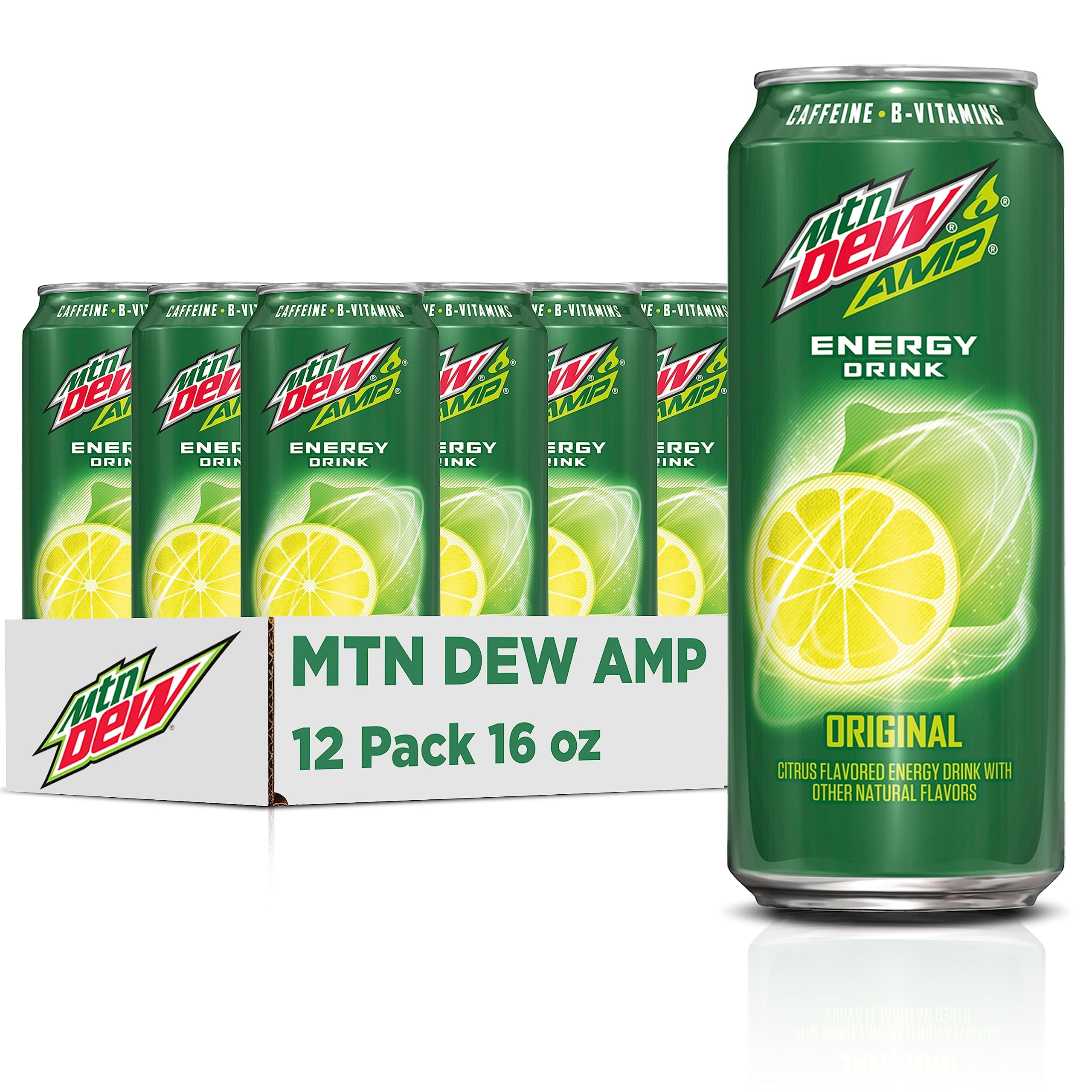 Mtn Dew AMP Energy, Original, Energy Drink with Caffeine, B Vitamins ...