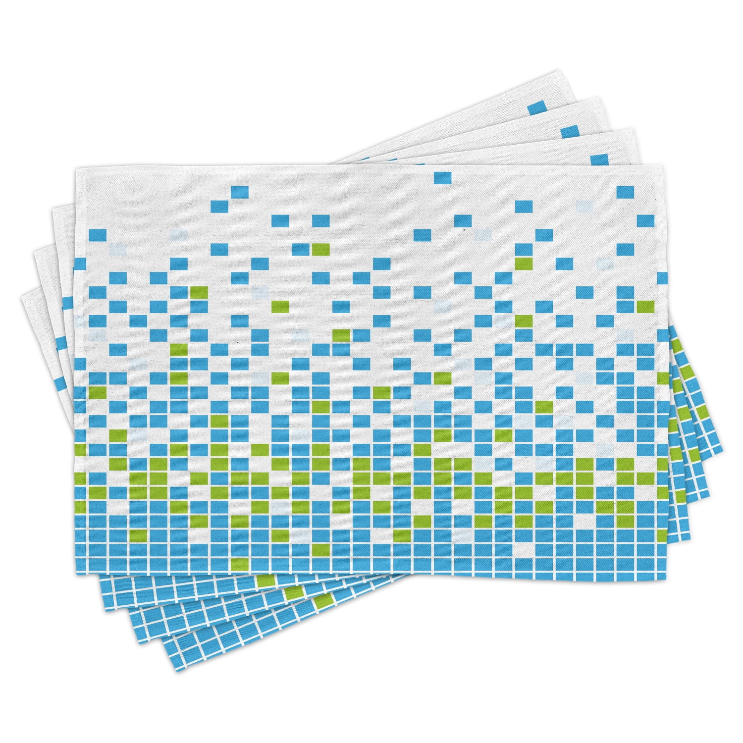 Ambesonne Modern Place Mats Set of 4, Mosaic Grid Pixel Art, Standard ...