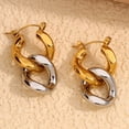 18K Gold Plated Two Tone Chain Earrings for Women Drop Dangle Gold and ...