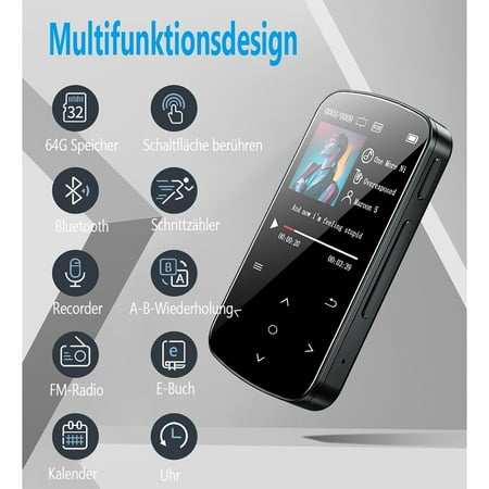 MP3 Player with Bluetooth 5.2, AiMoonsa Music Player with Built-in HD ...
