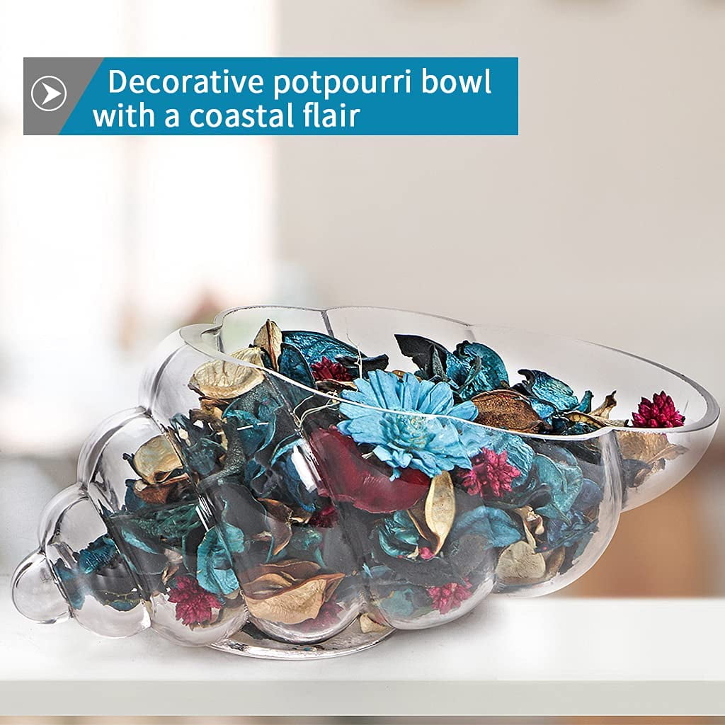 Buy Glass Shell Vase, 10-Inch Seashell Potpourri Holder, Decorative ...