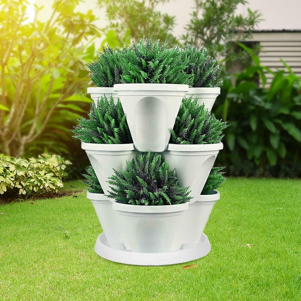 Vertical Garden Pot Stackable Planter, Self-Watering Flower Vegetable ...