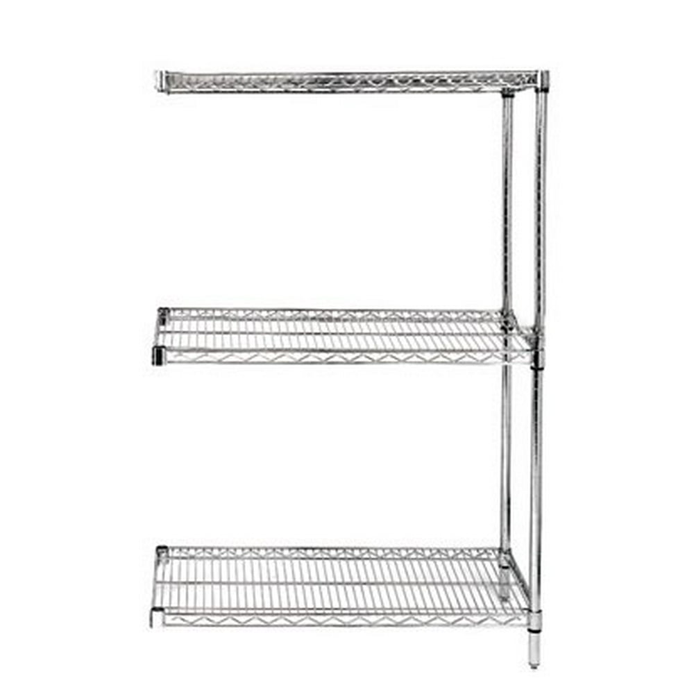 14" Deep x 30" Wide x 80" High 3 Tier Chrome Add-On Shelving Unit ...