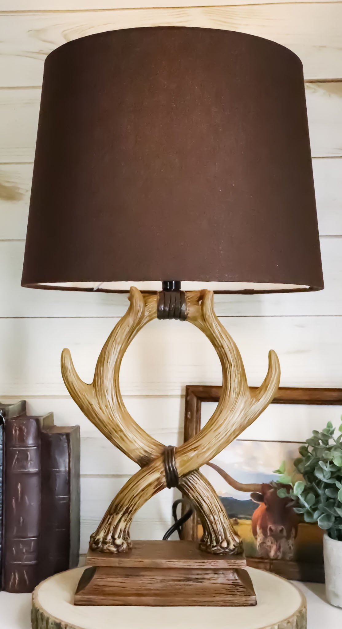 Western Rustic Vintage 2 Entwined Stag Deer Antlers Sculptural Table ...