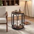 Small Side Table, 19.7" 2-Tier Round Bedside Table with Storage, Wood ...