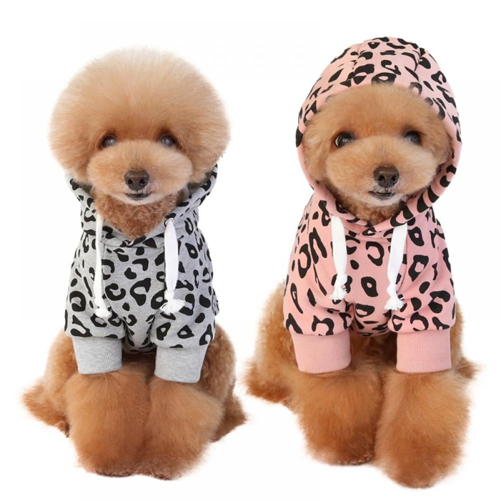 Pet Dog Leopard Hooded Fleece Coat Warm Clothes Costume Jacket Hoodies ...