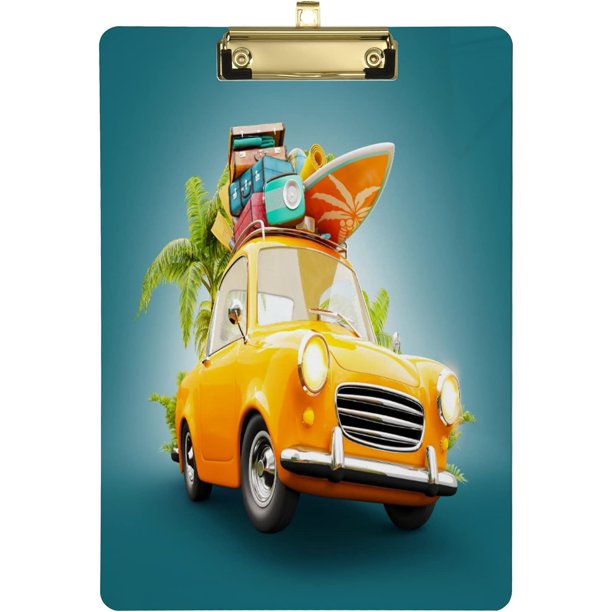 FMSHPON Summer Tourist Yellow Car Clipboard Hardboard Wood Nursing Clip ...