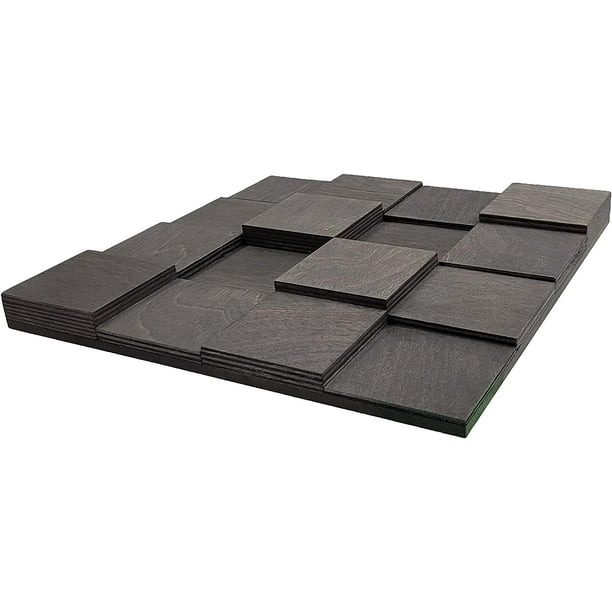 Z Design Studio Inc 12'x12" Wood Tiles, Cubic Wall Panels Made Out of ...