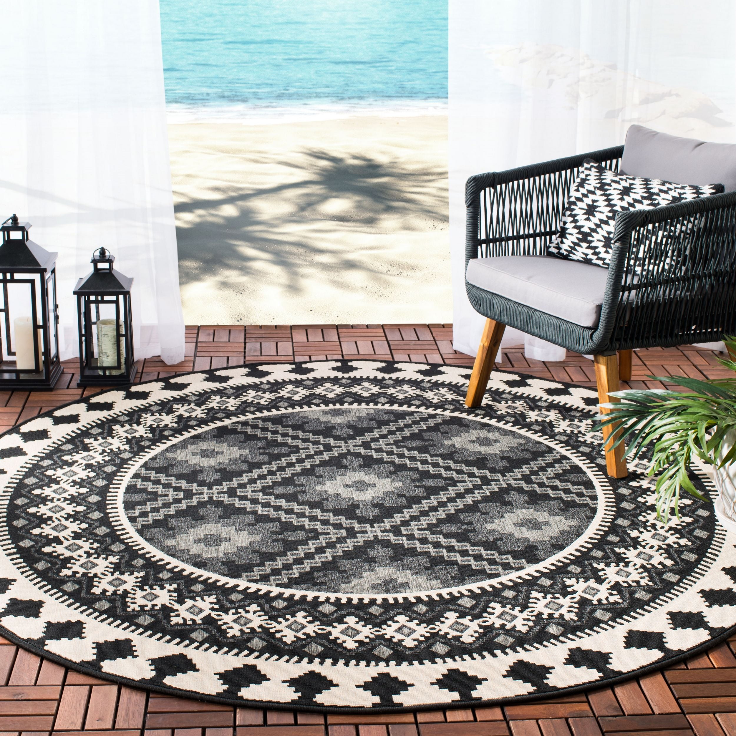 SAFAVIEH Veranda Magna Southwestern Indoor/Outdoor Area Rug, 3' x 3 ...