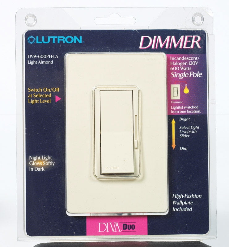 Lutron DVW-600PH-LA Dvw-600Ph-La Diva Light Almond 600 W Slide Dimmer ...