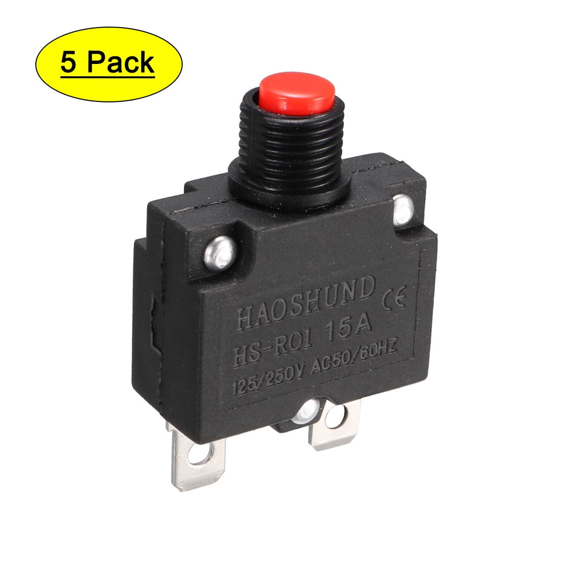 5 Pcs 125V/250V 15A Push Button Overload Circuit Breaker for Air ...