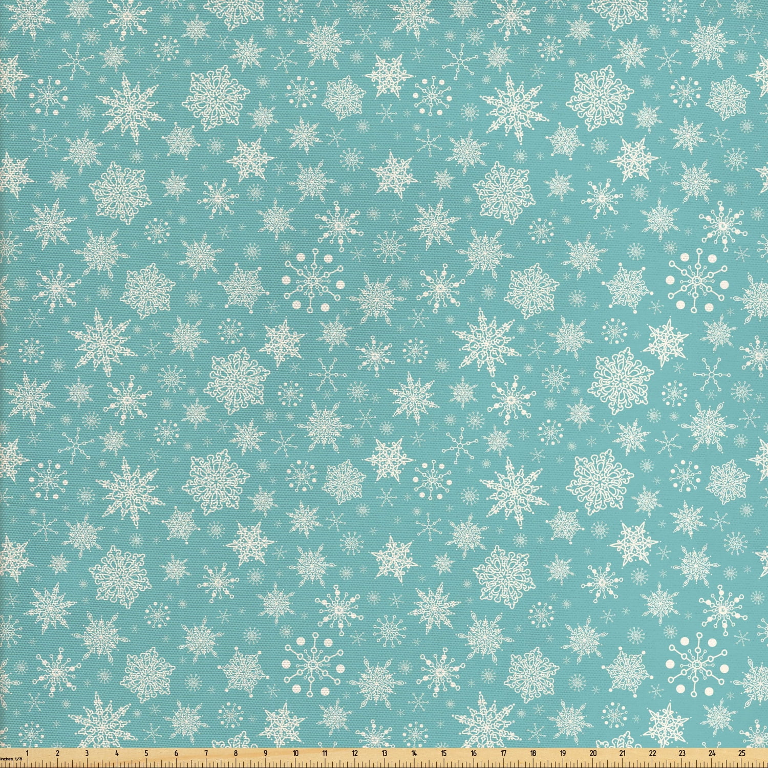 Snowflakes Fabric by The Yard, Winter Themed Pattern of Continuous ...