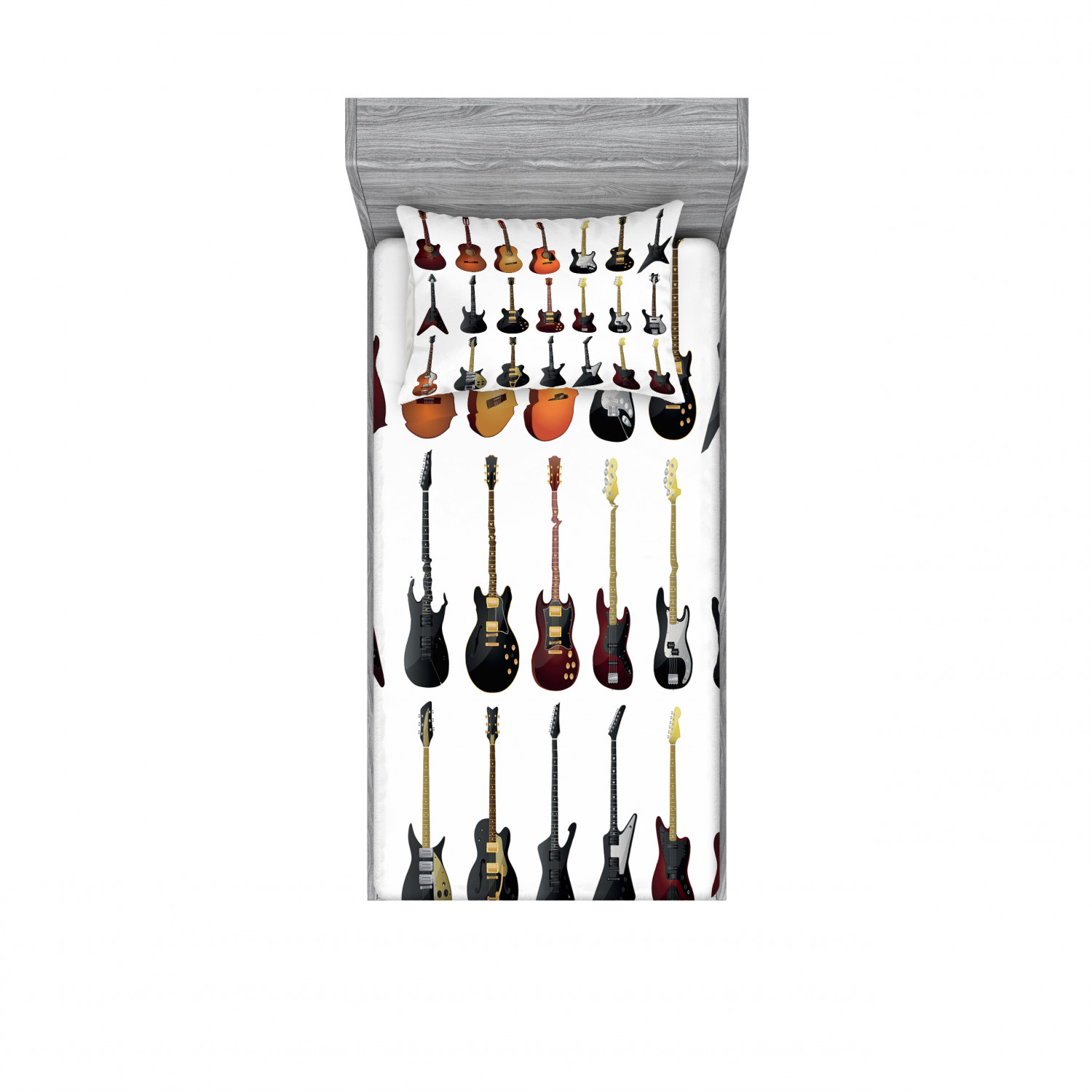 Music Fitted Sheet & Pillow Sham Set, Instruments Pattern Classical and ...