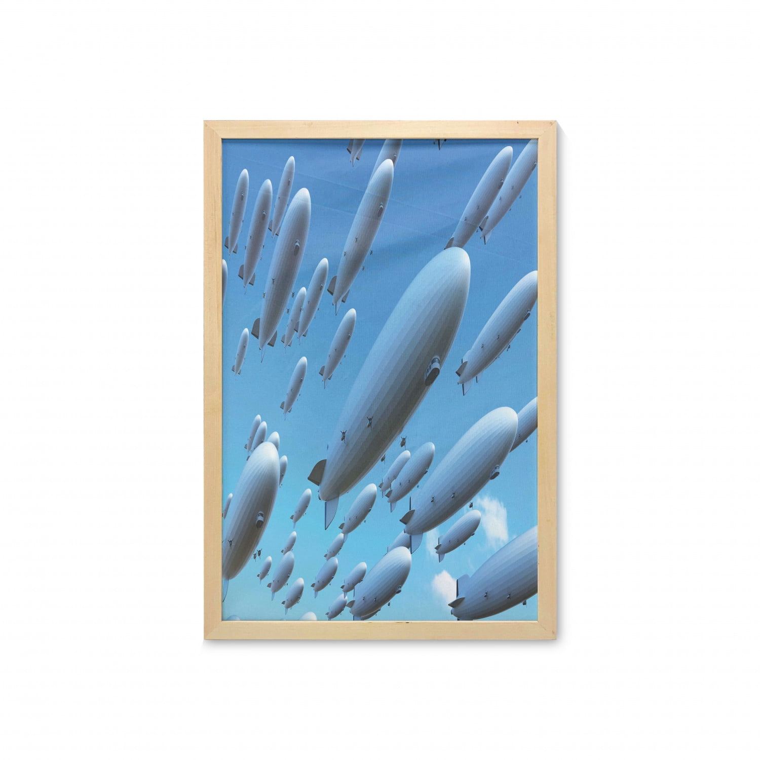 Zeppelin Wall Art with Frame, Many Fleet Airships Flying in the Sky ...