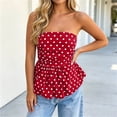 BUIGTTKLOP Womens Strapless Polka Dot Tube Tops Summer Cute Backless ...