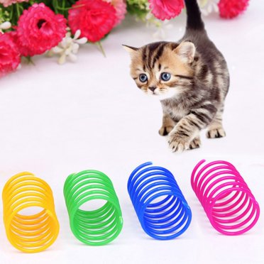 SPRING PARK 10 Pack Cat Spring Toy Plastic Colorful Coil Spiral Springs ...