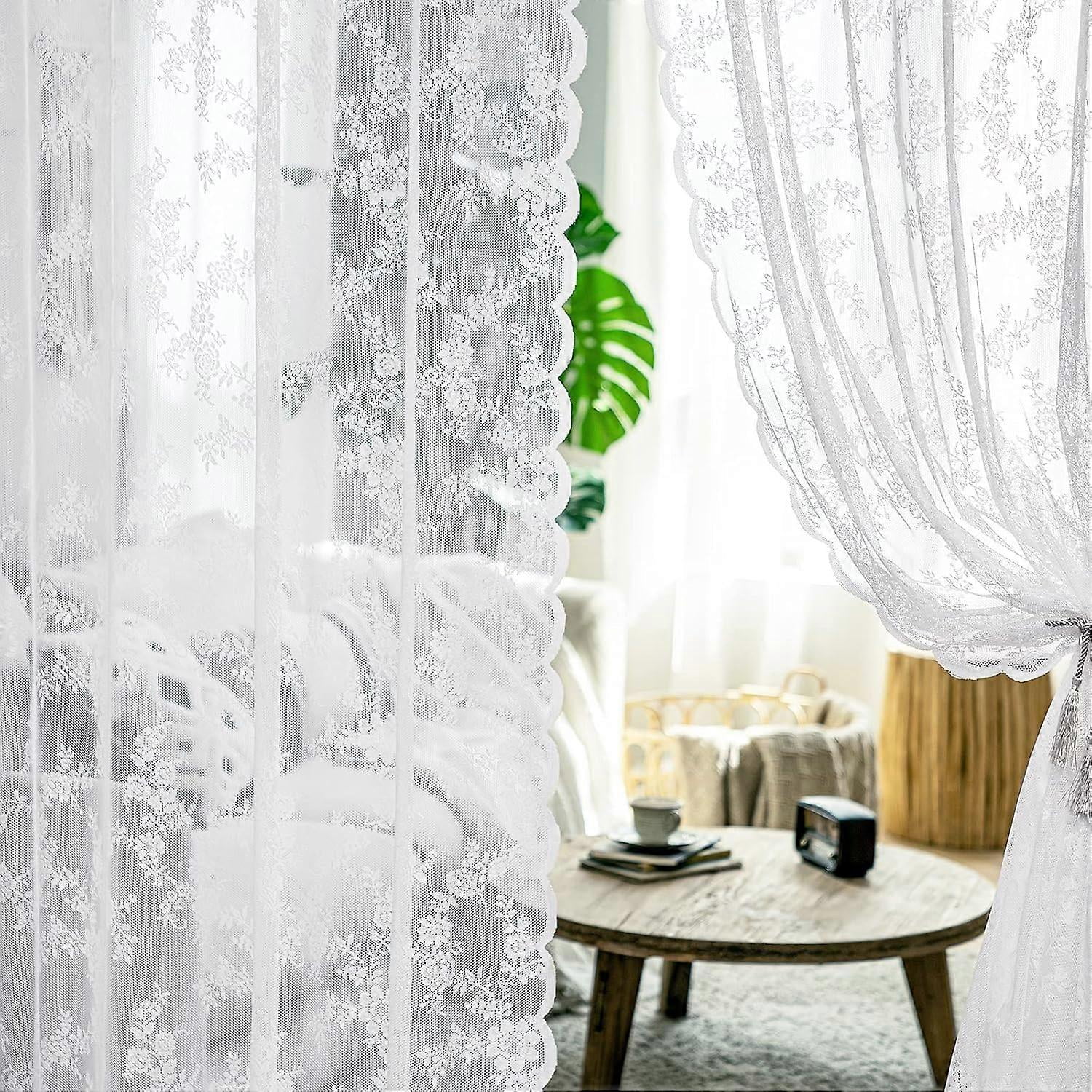 Click here for Yanna White Lace Curtains 63 Inch Length For Livin... prices