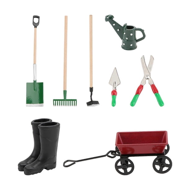 1 Set Miniature Farm Tools Mini Cart Mini Watering Pot Mini House ...