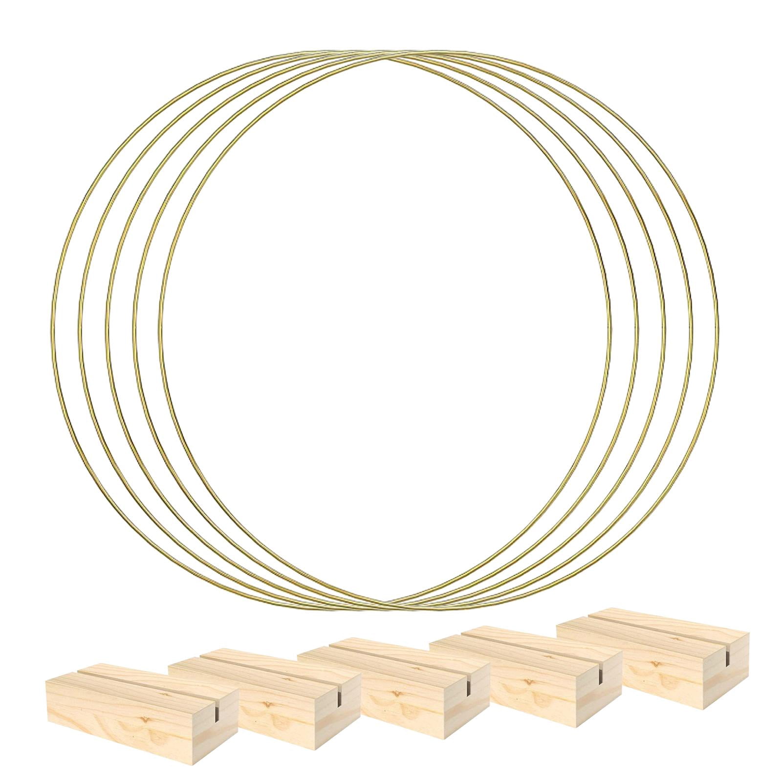 Home Metal Floral Hoop Wreath Frame with Wooden Base Crafts Art ...