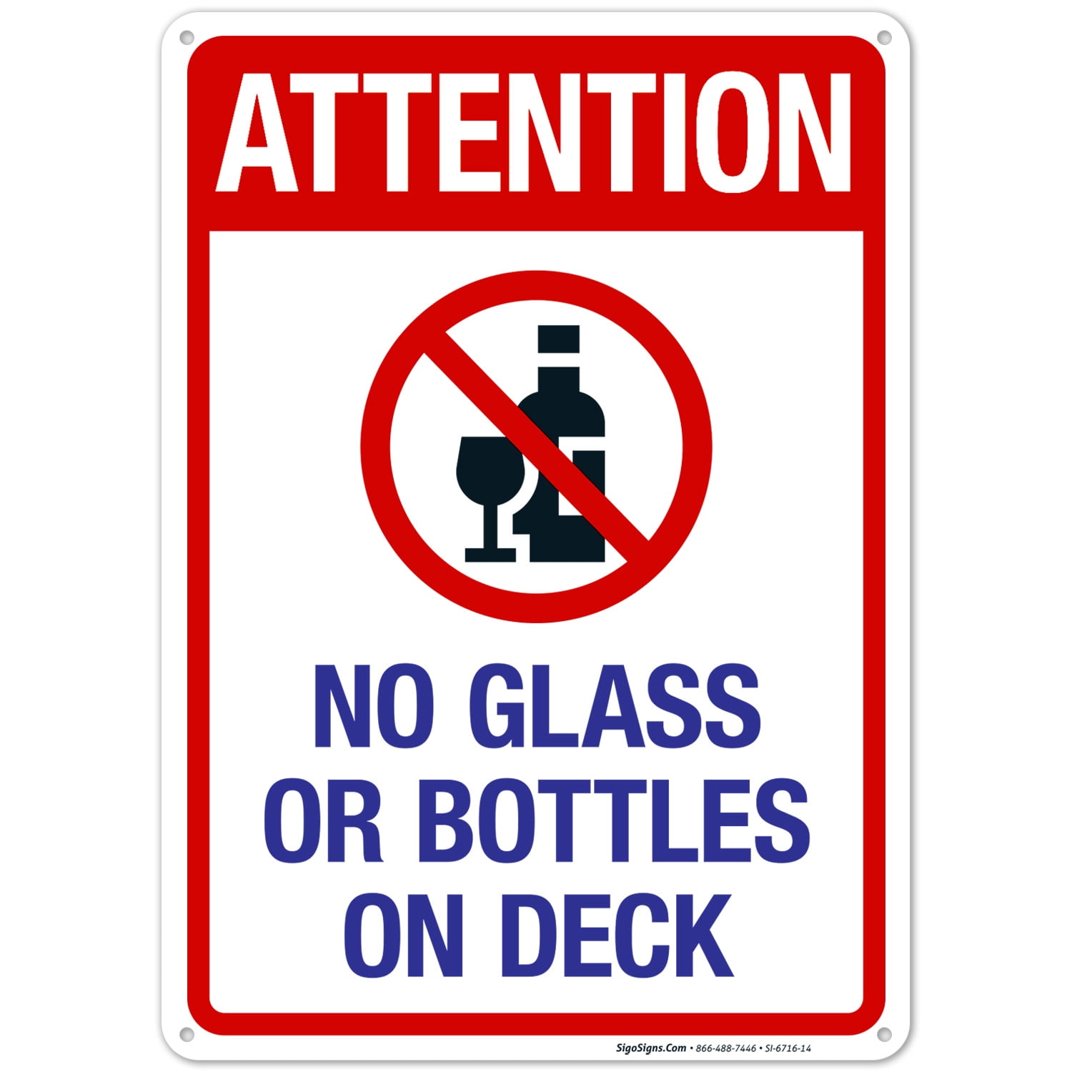 Attention No Glass Or Bottles On Deck Sign, Pool Sign, - Walmart.com