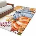 Area Rug for Living Room, Blue Pumpkin Fall Non-Slip Indoor Large ...
